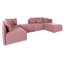 Wohnlandschaft OTTO HOME "N&ouml;re U-Form", rosa (ros&eacute;), B:340cm H:74cm T:172cm, Struktur fein (100% Polyester);Struktur (100% Polypropylene);Webstoff (100% Polyester);Samtoptik (100% Polyester);Luxus-Microfaser Lederoptik (100% Polyester);Baumwoll-/Leinenmix (60% Baumwolle/40% Leinen), Sofas, Wohnlandschaft, 5 Teile, in vielen Bezugsqualit&auml;ten und Farben s. auch "N&ouml;re"