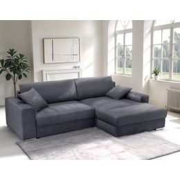 Ecksofa exxpo - SOFA FASHION "Larnaca, inkl. Bettfunktion & Bettkasten, bequem, Breite 269cm", grau (anthrazith), B:269cm H:90cm T:177cm, Sofas, Ecksofa, mit extrabreiten R&uuml;ckenkissen und 2 Zierkissen