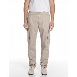 Chinohose Replay "Adhann", Herren, Gr. 33, L&auml;nge 32, khaki, Twill, Obermaterial: 97% Baumwolle, 3% Elasthan, unifarben, lang, Hosen Chinohose, aus Twill mit Cargotaschen, Tapered Fit