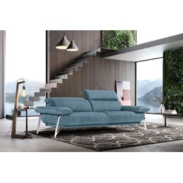 2,5-Sitzer Egoitaliano "Anais, Designsofa mit erstklassigem Sitzkomfort, Fu&szlig;farbe chrom", blau (hellblau), Sofas, B/H/T: 232cm x 74cm x 106cm, Luxus-Microfaser Lederoptik, Luxus-Micofaser Lederoptik (100% Polyester) ist ein neues technisches Gewebe mit einem visuellen und taktilen Aspekt, der dem Nubuk sehr nahe kommt, mit innovativen Eigenschaften. Seine au&szlig;erordentliche Weichheit kommt von einem