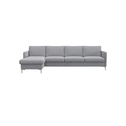 Ecksofa FLEXLUX "Fiore, super Sitzkomfort durch Kaltschaum im Sitz, L-Form", grau (sophisto gre), B:280cm H:85cm T:159cm, 100% Polyester, Sofas, Ecksofa, schmale Armlehnen, F&uuml;&szlig;e Alu