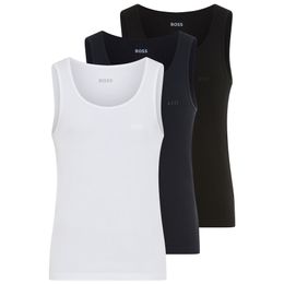 Tanktop BOSS "3P RibClassic BOSS ONE", Herren, Gr. L, open miscellaneous 971, Rippware, Obermaterial: 100% Baumwolle, Rundhals, Tops Tanktop, Ton in Ton Stickerei auf der Brust