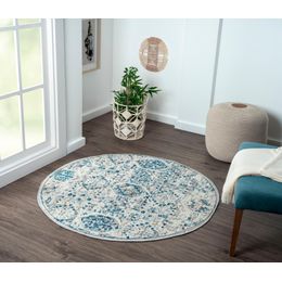 Teppich "My Heriz 2", braun (beige, blau, grau), B:120cm H:8mm L:120cm &Oslash;:120cm, Polyester, MyFlair M&Ouml;BEL & ACCESSOIRES, Teppiche, Teppich, Kurzflor, klassisches Orient Design, besonders weich durch Microfaser