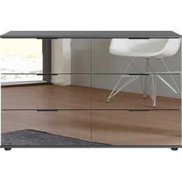 Schubkastenkommode wimex "Saigon", grau (graphit, spiegel), B:130cm H:83cm T:41cm, Holzwerkstoff, Sideboards, Schubkastenkommode, mit 6 Schubladen, wahlweise Glas-oder Spiegelfronten
