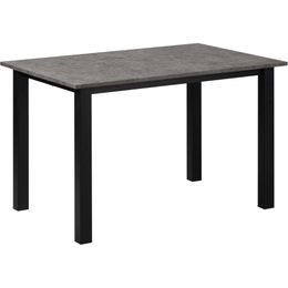 Esstisch OTTO HOME "Babetta", zement, optik, schwarz, B:120cm H:75cm T:80cm, Tische, Esstisch, schwarzes pulverbeschichtetes Metallgestell, verschiedene Breiten