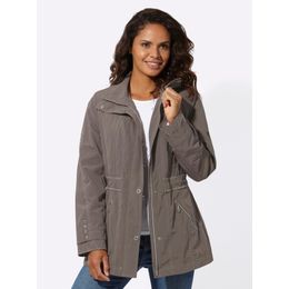 Anorak Casual Looks, Damen, Gr. 44, grau (dunkeltaupe), 60% Polyester, 40% Polyamid, Netzware:100% Polyester, unifarben, Jacken Anorak