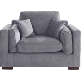 Loveseat Home Affaire "Fresh Pond Sessel", grau, B:140cm H:95cm T:96cm, 100% Polyester, Sessel, Loveseat, weicher Sitzkomfort, incl. Zierkissen, B/T/H: 140/96/95 cm