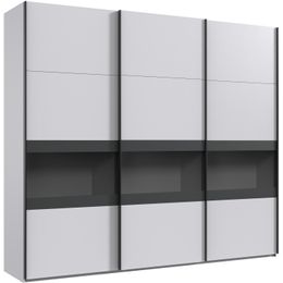 Schwebet&uuml;renschrank wimex "Easy Plus, Kleiderschrank Made in Germany", wei&szlig; (wei&szlig;, rauchglas holmt&uuml;ren graphit), B:270cm H:208cm T:65cm, Holzwerkstoff, Schr&auml;nke, Schwebet&uuml;renschrank, mit Glaseinsatz/ Rauchglas, viele Breiten zur Auswahl, schwarze Griffe