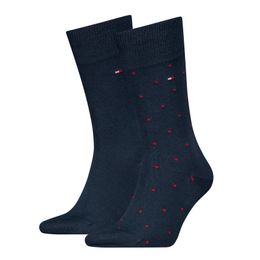 Socken Tommy Hilfiger "TH MEN SOCK 2P DOT", Herren, Gr. 43-46, blau (schwarz navy), Baumwollmischung, normal, Socken Socken, mit klassischer Markenpr&auml;gung