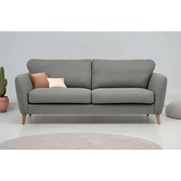 3-Sitzer Home Affaire "MARSEILLE 3er Sofa 206 cm, Cord, Flachgewebe, Struktur, Webstoff", grau, B:206cm H:88cm T:90cm, 100% Polyester, Sofas, 3-Sitzer, Massivholzbeine Eiche, Landhausstil, Wellenunterfederung