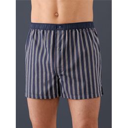Boxershorts, Herren, Gr. 6, 2 Stk., blau (marine, marine, gestreift), 100% Baumwolle, Unterhosen Boxershorts