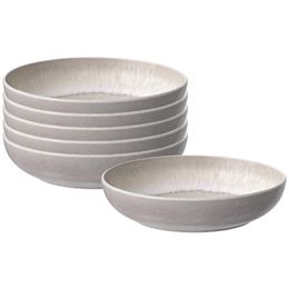 Pastateller "Pastaschalen Perlemor Sand &oslash; 22,2 cm 6er Set beige", beige, L:22,2cm, LIKE. BY VILLEROY & BOCH, Speiseteller, Pastateller