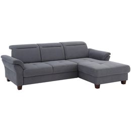 Ecksofa Home Affaire "Solvei L-Form", grau, B:255cm H:104cm T:185cm, Struktur (100% Polyester);Luxus-Microfaser Lederoptik (100% Polyester);Luxus-Microfaser ALTARA NUBUCK (100% Polyester), Sofas, Ecksofa, mit Recamierenabschlu&szlig; und Sitztiefenverstellung
