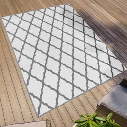 Teppich "Outdoorteppich REVERSO - Round Rhombus", grau (grau,beige), B:160cm H:5mm L:220cm, Polypropylen, PRIMAFLOR-IDEEN IN TEXTIL, Teppiche, Teppich, Wendeteppich, Rauten Design, In- und Outdoor geeignet, wasserfest