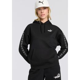 Kapuzensweatshirt Puma "ESS TAPE HOODIE COMFORT FL", Damen, Gr. M, schwarz (Puma schwarz), Fleece, Obermaterial: 68% Baumwolle, 32% Polyester, bedruckt, comfort fit normal, Rundhals, angesetztes B&uuml;ndchen, Sweatshirts Kapuzensweatshirt, mit K&auml;ngurutasche, mit Rundhalsausschnitt, komfortable Passform
