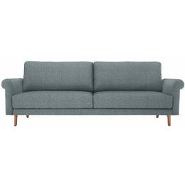 3-Sitzer "CR.450, Designsofa, Loungesofa", grau (wasserblau, steingrau 044, 72), B:208cm H:85cm T:95cm, NaturLEDER OSKAR (echtes Rindsleder);Chenille COCO (72% Polyester 15% Baumwolle 13% Polyacryl), CREATION BY ROLF BENZ, Sofas, 3-Sitzer, modern Landhaus, Breite 208 cm, F&uuml;&szlig;e in Nussbaum