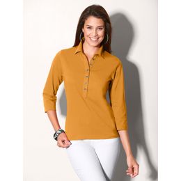 Poloshirt Casual Looks "Poloshirt", Damen, Gr. 50, gelb (maisgelb), 50% Baumwolle, 50% Modal, unifarben, ohne Ausschnitt, Shirts Poloshirt