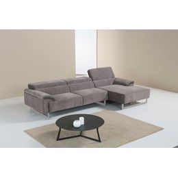 Ecksofa Egoitaliano "Malika, edel und bequem, Designsofa mit hochwertigen Bez&uuml;gen, L-Form", grau (steingrau), B:287cm H:94cm T:165cm, Luxus-Micofaser Lederoptik (100% Polyester) ist ein neues technisches Gewebe mit einem visuellen und taktilen Aspekt, der dem Nubuk sehr nahe kommt, mit innovativen Eigenschaften. Seine au&szlig;erordentliche Weichheit kommt von einem exklusiven Produktionsprozess, der Un