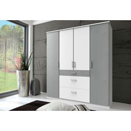 Kleiderschrank wimex "Click", wei&szlig; (wei&szlig;, beton, nachbildung lichtgrau), B:180cm H:199cm T:58cm, Schr&auml;nke, Kleiderschrank, ohne Spiegel