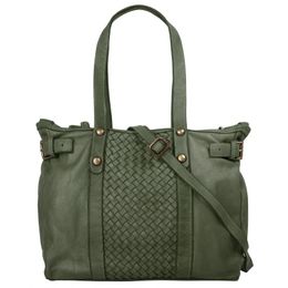 Shopper Samantha Look, Damen, Gr. B/H/T: 40cm x 32cm x 18cm onesize, gr&uuml;n (dunkelgr&uuml;n), Leder, Taschen Shopper, echt Leder, Made in Italy