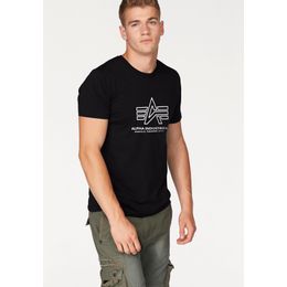 Rundhalsshirt Alpha Industries "Logo Print T", Herren, Gr. L, schwarz, Single Jersey, Obermaterial: 100% Baumwolle, unifarben, regular fit normal, Rundhals, Shirts Rundhalsshirt