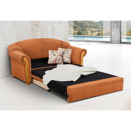 2-Sitzer Home Affaire "Milano, Schlafsofa im Landhaus-Stil, bequem, Liegefl&auml;che 188/124cm", orange (terrakotta), B:174cm H:87cm T:88cm, Chenille (70% Polyacryl, 30% Polyester) auf Korpus und Zierkissen, Sitz und R&uuml;cken im Blumenmuster &raquo;Paradise&laquo; (100% Polyester), Sofas, 2-Sitzer, mit Bettfunktion