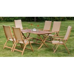 Garten-Essgruppe Merxx "Capri", beige (naturfarben), Sitzm&ouml;bel-Sets, Garten-Essgruppe