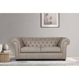 3-Sitzer Home Affaire "CHARENTE, optionale Schlafsofa, Chesterfield-Sofa, Bettfunktion", beige (creme), B:198cm H:74cm T:89cm, 100% Polyester, Sofas, 3-Sitzer, mit edler Knopfheftung und typischen Armlehnen, B/T/H 198/89/74 cm