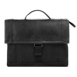 Messenger Bag Sansibar, Damen, Gr. B/H/T: 38cm x 29cm x 10cm onesize, schwarz, Leder, gepflegt, Taschen Messenger Bag, echt Leder