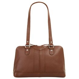 Umh&auml;ngetasche Betty Barclay, Damen, Gr. B/H/T: 36cm x 21cm x 10cm onesize, braun (cognac), Leder, Strukturmuster, Taschen Umh&auml;ngetasche, echt Leder