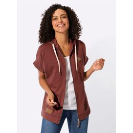 Shirtjacke Casual Looks "Sweatjacke", Damen, Gr. 46, rotbraun, 50% Baumwolle, 50% Polyester, unifarben, Shirts Shirtjacke