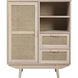 Sideboard Salesfever "Vejle Moderne Kommode mit Stil", beige (natur), B:70cm H:85cm T:36cm, Furnier, Geflecht Rattan, MDF, Sideboards, Sideboard, Kommode mit Rattan- und Wiener Geflecht-Details