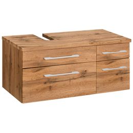 Waschbeckenunterschrank Welltime "Davos", braun (eichefarben, eichefarben), B:90cm H:41cm T:47cm, Schr&auml;nke, Waschbeckenunterschrank, Breite 90 cm