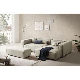 Ecksofa "PIARA XXL, L-Form, Schlaffunktion, Cord, Leinenoptik o. Strukturstoff", gr&uuml;n (hellgr&uuml;n), B:288cm H:66cm T:198cm, 100% Polyester, LeGer Home by Lena Gercke, Sofas, Ecksofa, Hocker stellbar zum Schlafsofa (Krokodilverbinder), tiefe Sitzfl&auml;che
