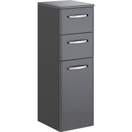 Unterschrank SAPHIR "Quickset 327 Badschrank, 1 T&uuml;r, 2 Schubladen, 30 cm breit", grau (anthrazit hochglanz), B:30cm H:90,5cm T:33cm, Holzwerkstoff, Schr&auml;nke, Unterschrank, Badezimmer-Unterschrank inkl. T&uuml;rd&auml;mpfer, Griffe in Chrom Glanz