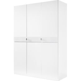Kleiderschrank 3 "Dreht&uuml;renschrank Kleiderschrank Schrank Schlafzimmerschrank Madrid", wei&szlig; (wei&szlig;, wei&szlig;glas), B:140cm H:193cm T:54cm, Holzwerkstoff, Schr&auml;nke, Kleiderschrank, mit farbiger Glasauflage, erweiterbar mit Schrankaufsatz Madrid