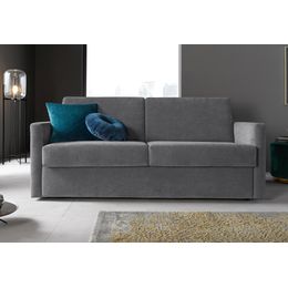 Schlafsofa Home Affaire "GOLDPOINT 182cm, Dauerschl&auml;fer, Liegefl&auml;che 140/200 cm", grau (anthrazit), B:182cm H:85cm T:100cm, Samtoptik (100% Polyester);Struktur (100% Polyester), Sofas, Schlafsofa, 3-Sitzer mit Dauerschl&auml;fer-Funktion, Bonell-Federkernmatratze
