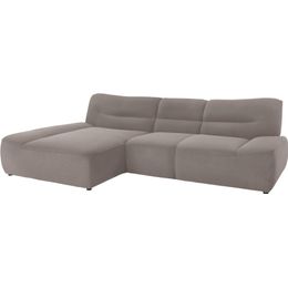 Ecksofa DOMO collection "Cesena moderne Polsterecke mit flachen Armlehnen, L-Form", grau (stone), B:288cm H:81cm T:175cm, Sofas, Ecksofa, fester Sitzkomfort, frei im Raum stellbar