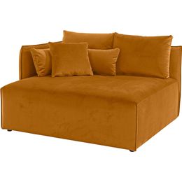 Ottomane OTTO HOME "N&ouml;re", gold (goldfarben), B:138cm H:86cm T:128cm, 100% Polyester, Sofas, Ottomane, kurzes Lounge-Modul - zum Zusammenstellen, Breite 138 cm, Tiefe 128 cm