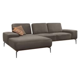 Ecksofa W.Schillig "run, Designsofa mit tollem Sitzkomfort, bequem, L-Form", braun (stone w82), B:279cm H:88cm T:178cm, Longlife Xtra-Leder Z73: Naturwalkleder der Luxusklasse aus den erlesensten Rohh&auml;uten. Hautst&auml;rke 1, 1 &ndash; 1, 3 mm;ROHLEDER Jacquard-Flachgewebe Q2 W60 (63% Polyester, 37% Polyacryl);ROHLEDER Chenille-Flachgewebe Q2 W77 (68% Polyacryl, 32% Polyester);Stoff S37 (100% Polyester), Sof