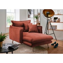 Loveseat Home Affaire "Lazio", orange (koralle), B:111cm H:101cm T:167cm, 100% Polyester, Sessel, Loveseat, moderner Sessel mit einer bequemen Polsterung, 2 Stk. Zierkissen