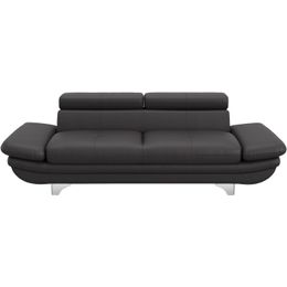3-Sitzer COTTA "Enterprise", grau (fango), B:233cm H:75cm T:104cm, Softlux-Kunstleder;Luxus-Kunstleder, Sofas, 3-Sitzer, Big-Sofa, mit Armteilverstellung & Kopfteilverstellung
