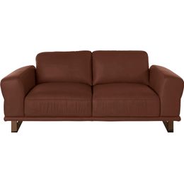 2-Sitzer W.Schillig "montanaa", braun (tobacco z69), B:192cm H:78cm T:94cm, Sofas, 2-Sitzer, mit Metallkufen in Bronze pulverbeschichtet, Breite 192 cm
