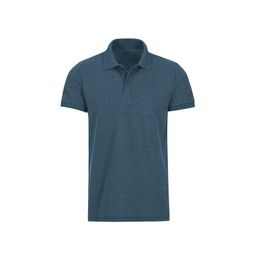 Poloshirt TRIGEMA "TRIGEMA Slim Fit Poloshirt aus DELUXE-Piqu&eacute;", Damen, Gr. L, blau (jeans, melange), Piqu&eacute;, 100% Baumwolle, Basic, normal, ohne Ausschnitt, Shirts Poloshirt