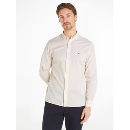 Langarmhemd Tommy Hilfiger "1985 FLEX OXFORD Regular Fit SHIRT", Herren, Gr. XXL, N-Gr, beige (calico), Web, Obermaterial: 97% Baumwolle, 3% Elasthan, regular fit h&uuml;ftbedeckend, hoch geschlossener Ausschnitt, eingesetzt 2-Knopf-Manschette mit Schlitz, Hemden Langarmhemd, von der Kollektion aus 1985 inspiriert