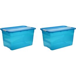 Organizer keeeper "cornelia", blau, B:39,5cm H:34cm T:59,5cm, Kunststoff, Aufbewahrungsboxen, Organizer, Aufbewahrungsbox, 52 L, mit Deckel und Schiebeverschluss, Kunststoff