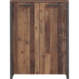 Kommode FORTE "Clif", grau (old &ndash; wood vintage, betonoptik dunkelgrau), B:86cm H:115cm T:41,6cm, Dekorfolie, FSC-zertifizierter Holzwerkstoff, Metall, Sideboards, Kommode, Aktenschrank im Industriestil, Breite 86 cm x H&ouml;he 115 cm