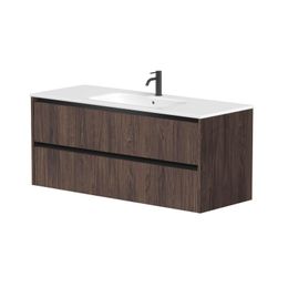 Waschtisch Welltime "City, Badm&ouml;bel, Badkommode, Badschrank, in verschiedenen Breiten", braun oak, B:121cm H:50cm T:46cm, FSC-zertifizierter Holzwerkstoff, Waschtische, Waschtisch, mit Soft-Close-Funktion, inklusive Waschbecken, FSC zertifiziert