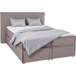 Boxspringbett "Yuma", grau (hellgrau), B:193cm L:213cm, 100% Polyester, LeGer Home by Lena Gercke, Komplettbetten, Boxspringbett, incl. Topper, in 4 Breiten, 3 Matratzenarten und je 2 H&auml;rtegraden