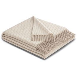 Plaid Biederlack "Vivo", beige, B:130cm L:170cm, Kaschmir, Schurwolle, Wohndecken, Plaid, mit hohem Kaschmiranteil